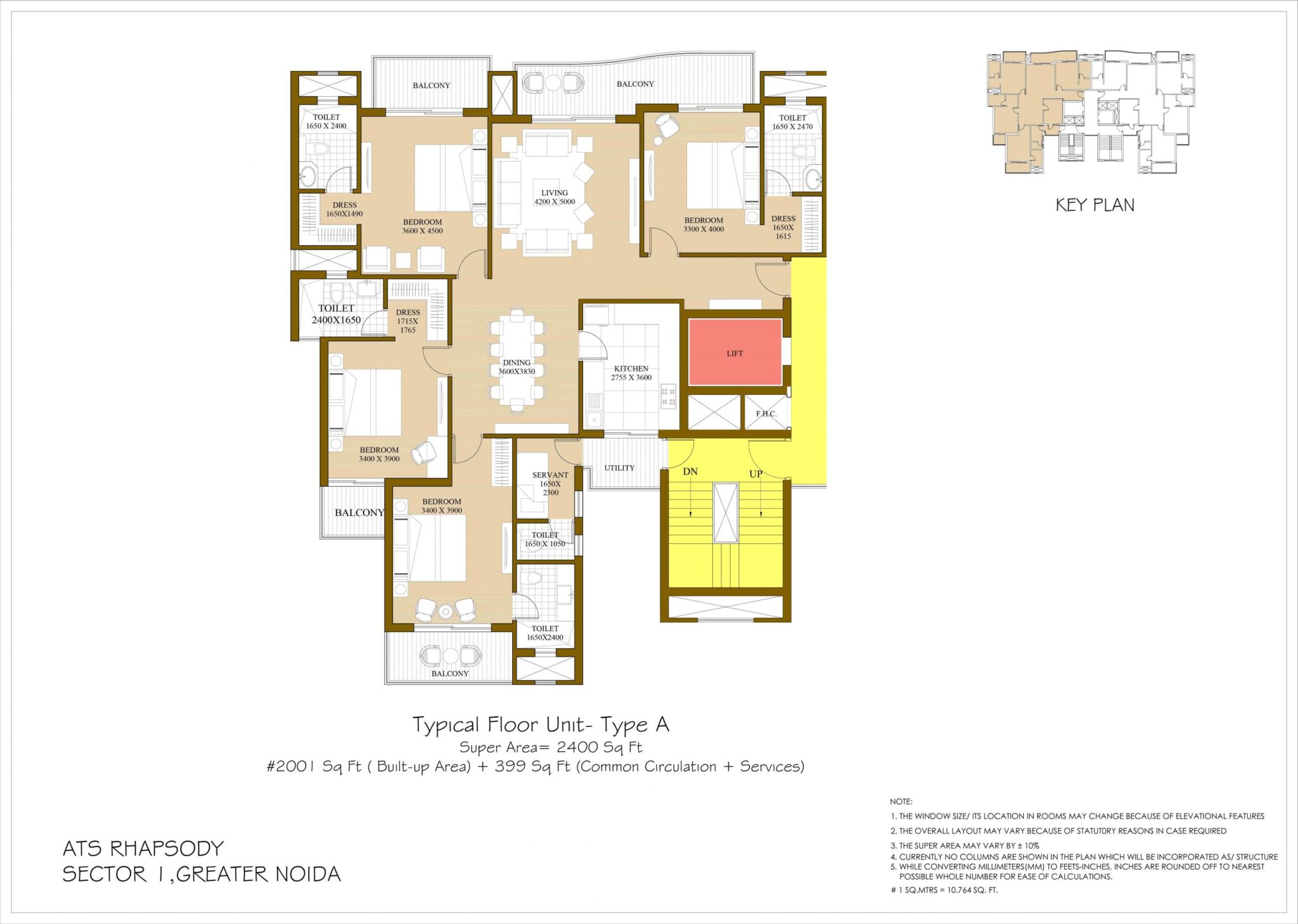 ATS Rhapsody Floor Plan - Luxurious 3BHK & 4BHK Flats in Noida Extension