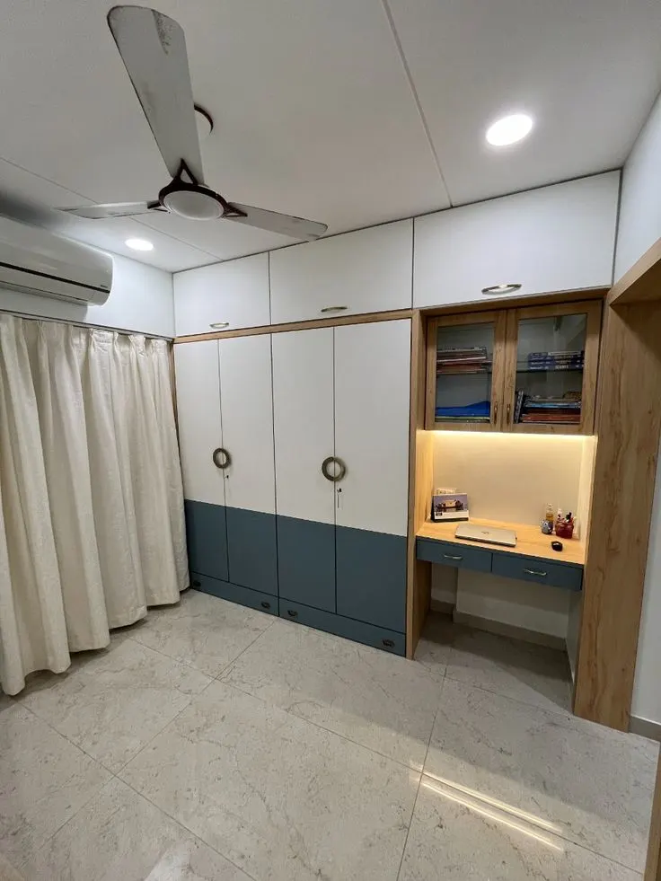 Modern Wardrobe with Study Unit and LED Backlighting Stylish Bedroom ...