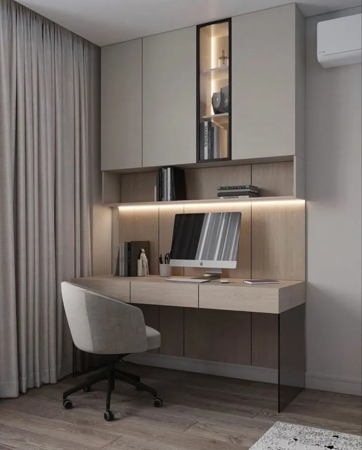 Modern Minimalistic Study Table Design with Glass Accents and Backlit ...
